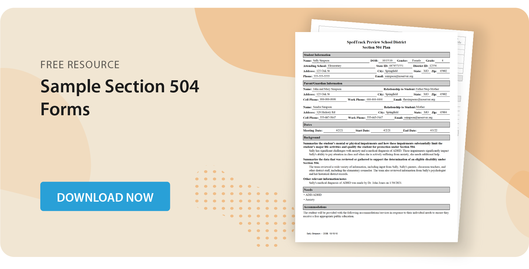 Section 504 Plan free Download SpedTrack